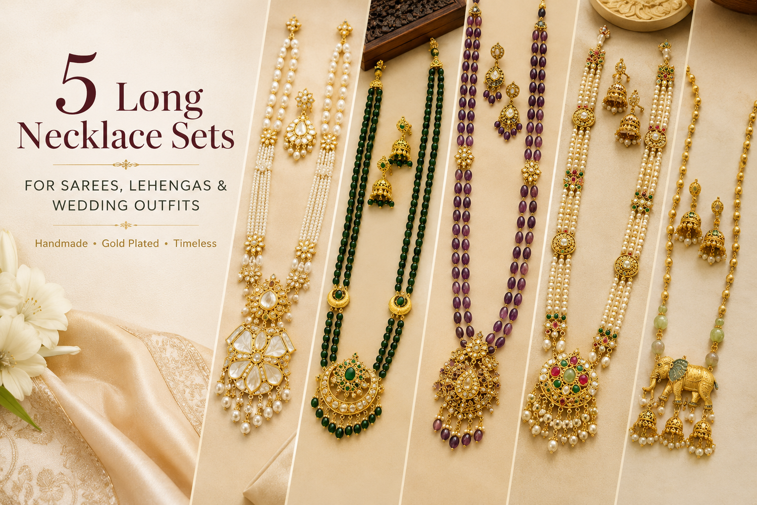 5 Long Necklace Sets for Sarees, Lehengas & Weddings – Mangalsutra Bangles